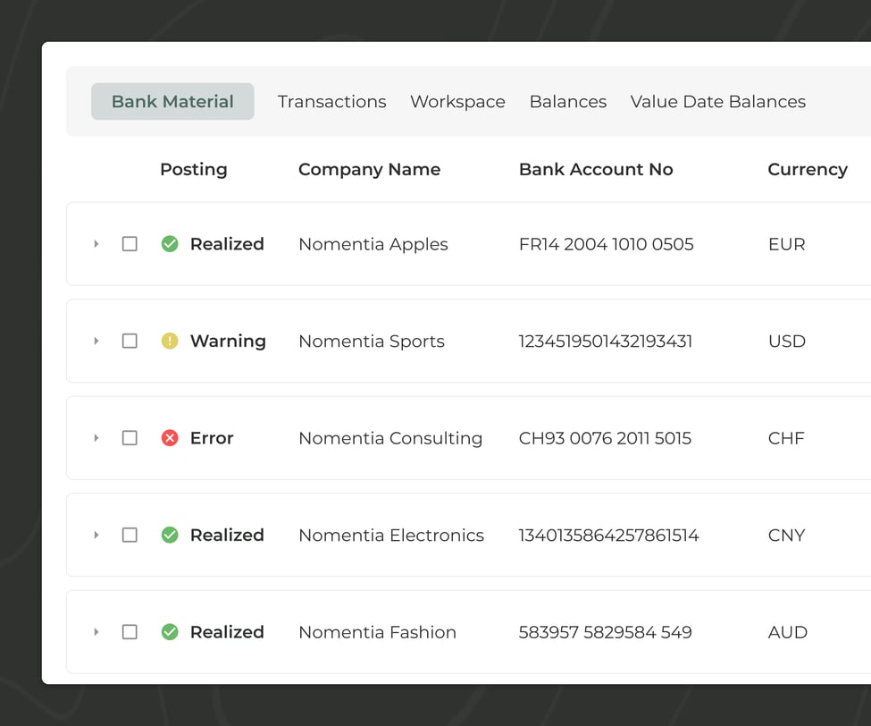Nomentia Bank Account Management