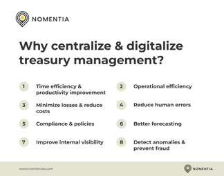 Key benefits of a centralized and digitalized Treasury Management